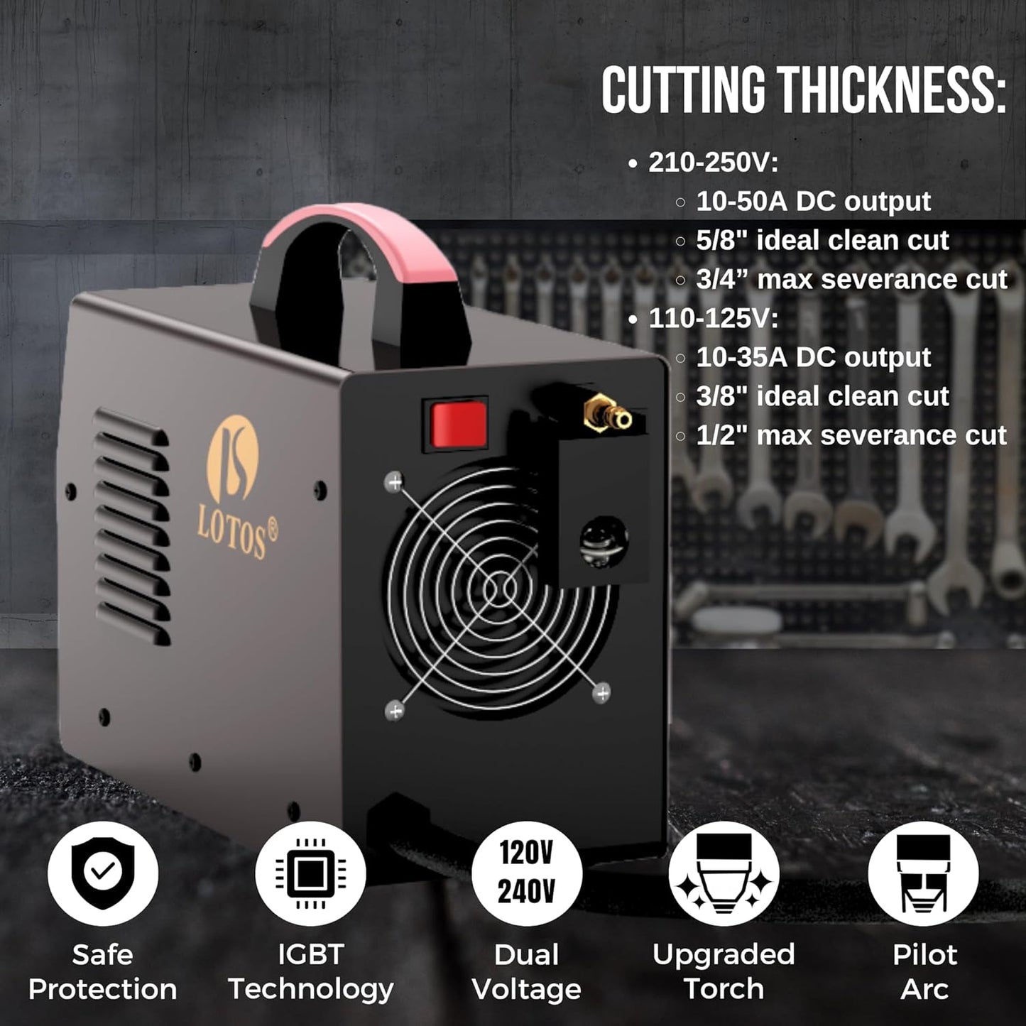 LOTOS LTP5000D Plasma Cutter, 50 Amp Non-Touch Pilot Arc Plasma Cutter ...