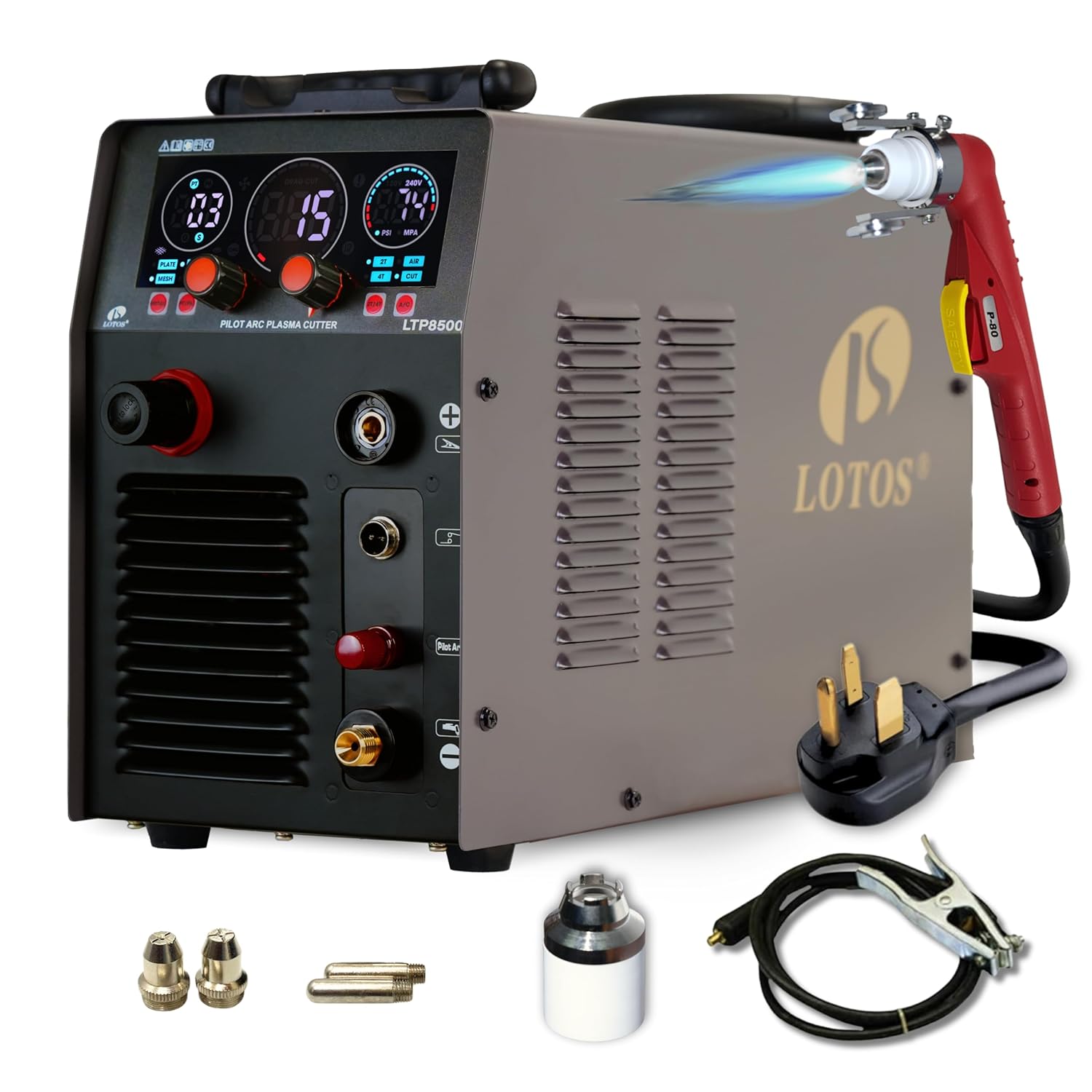 LOTOS LTP8500 85AMP Non-Touch Pilot Arc Plasma Cutter & Drag Cut Shiel ...
