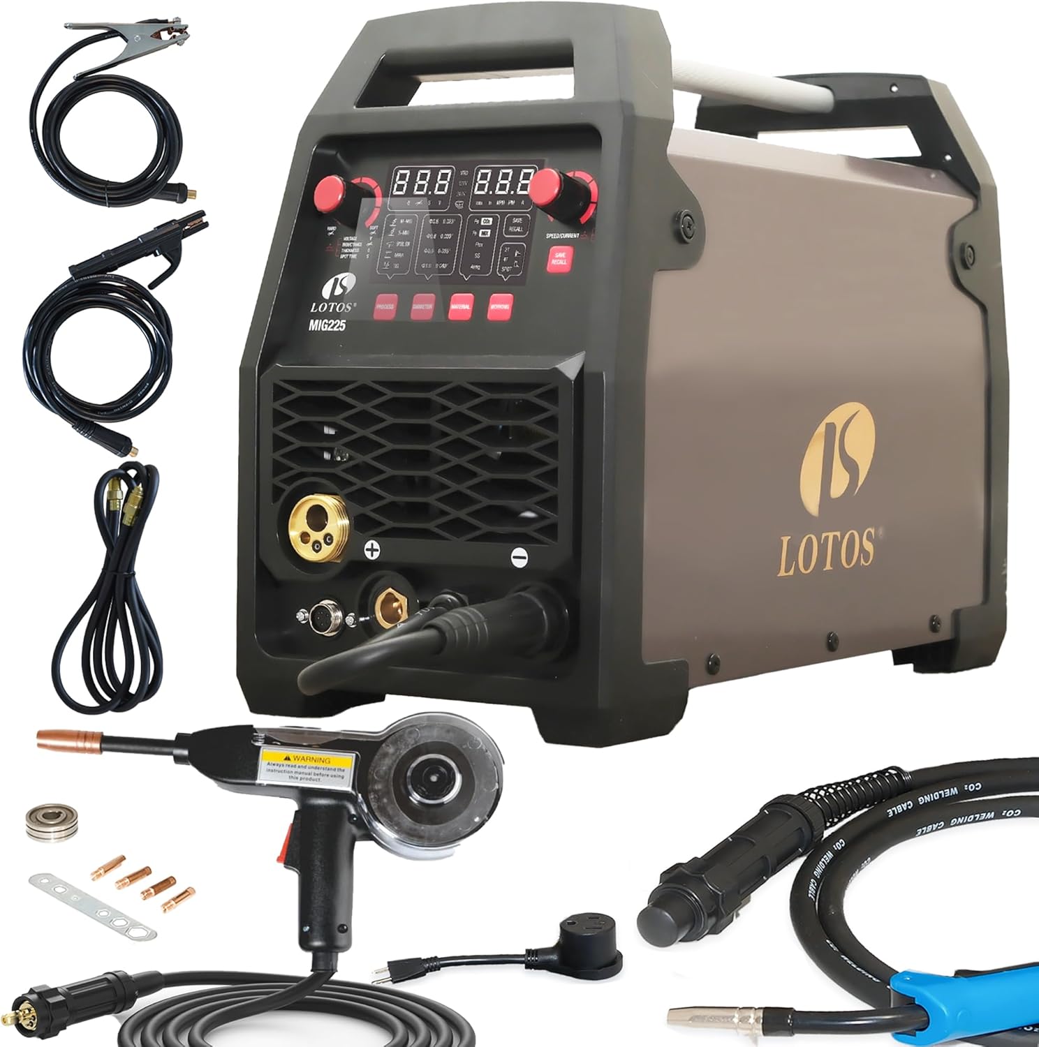 LOTOS MIG225SP 225A MIG Welder, 6 in 1 Gas MIG, Gasless Flux Core MIG ...