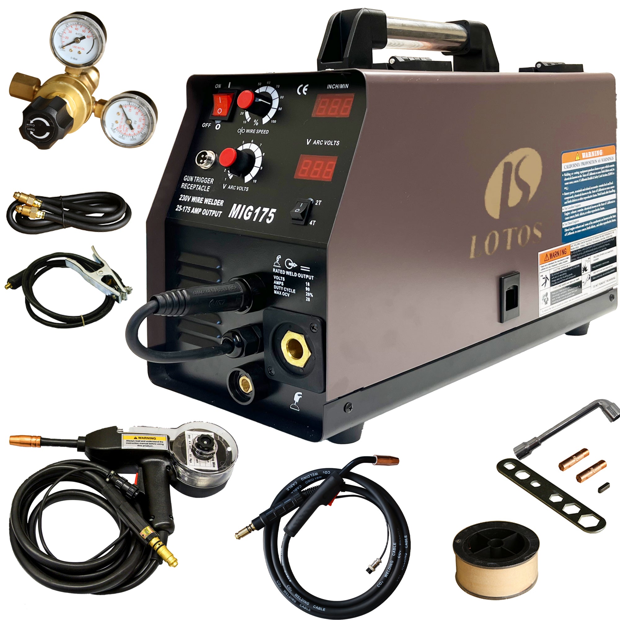 LOTOS MIG175 175A Mig Welder with Aluminum Spool Gun, Auto MIG Synergi ...